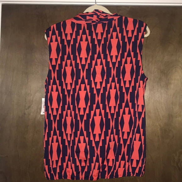 Eclair | Tops | Eclair Coral Navy Tribal Geometric Open Front Top ...